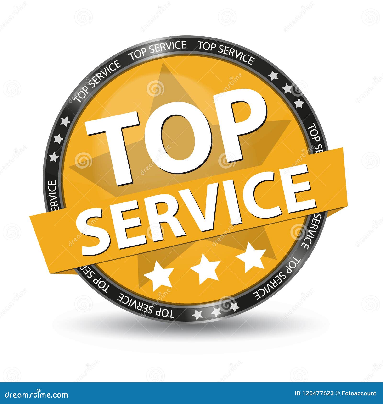 Top Service Glossy Button - Yellow Vector Illustration - Isolated on ...