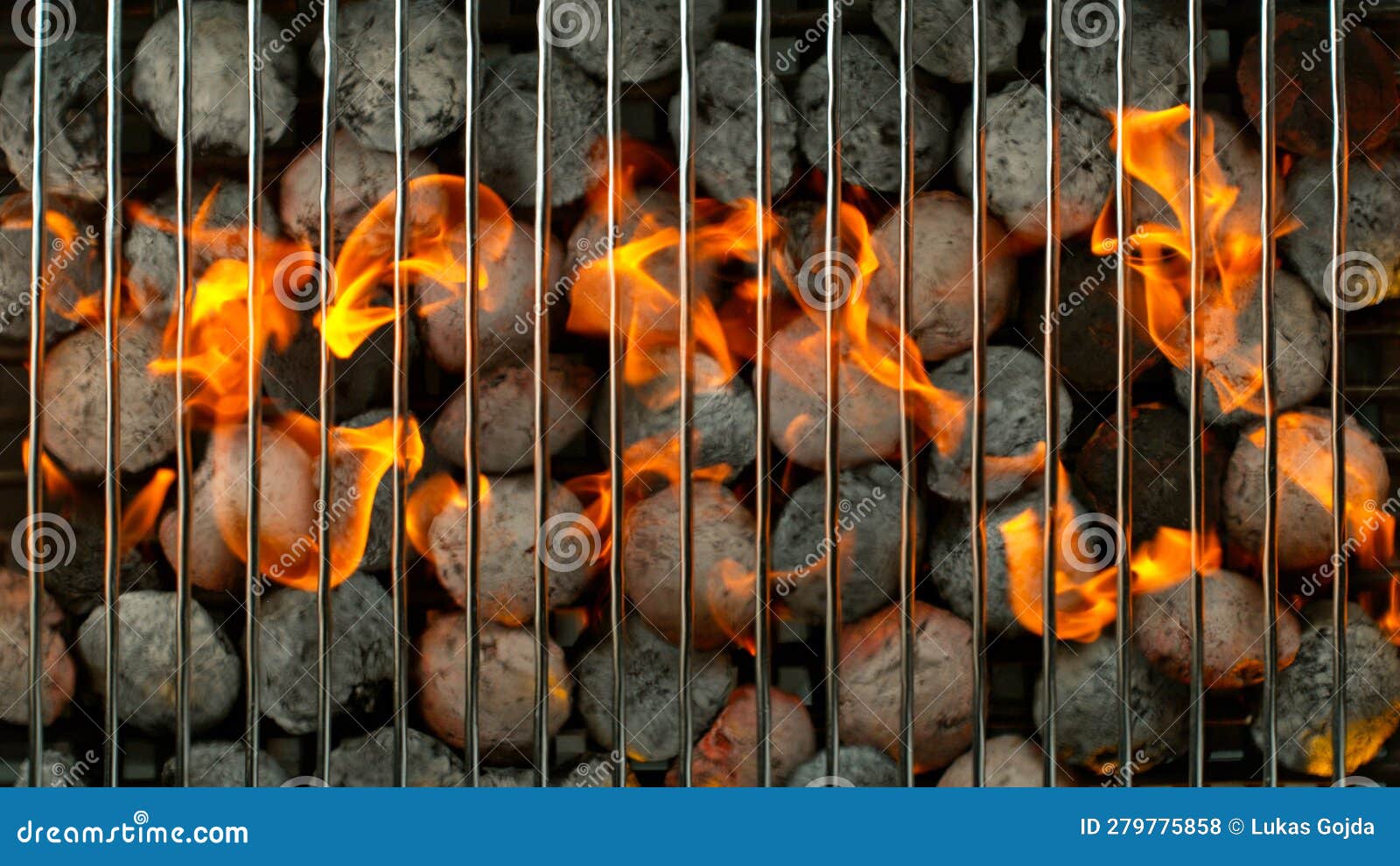 Top Shot of Grill Grate with Fire Flames Stock Photo - Image of ...