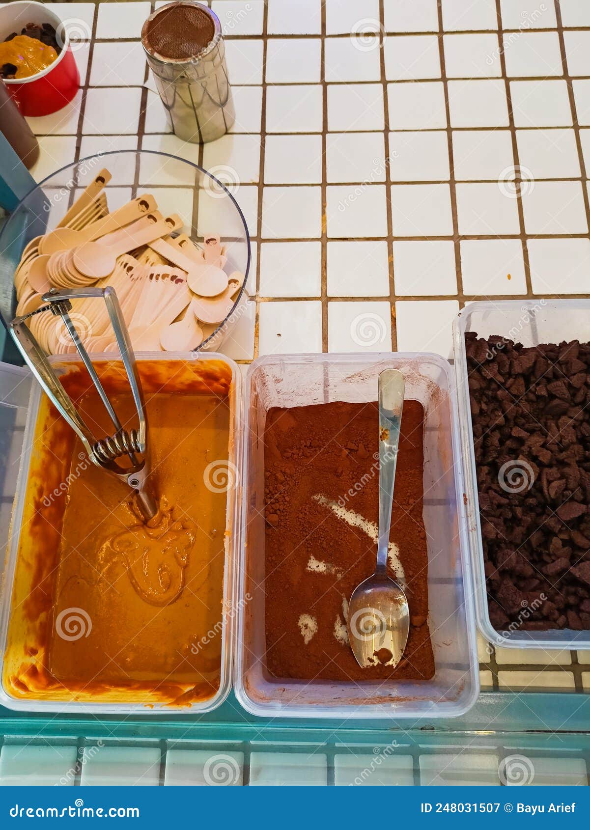 Top Shot of Ice Cream Topping Container Stock Image - Image of milk ...