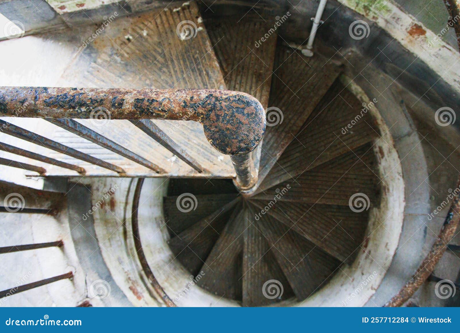 Top Shot of a Rusty Metal Spiral Staircase Stock Photo - Image of round ...