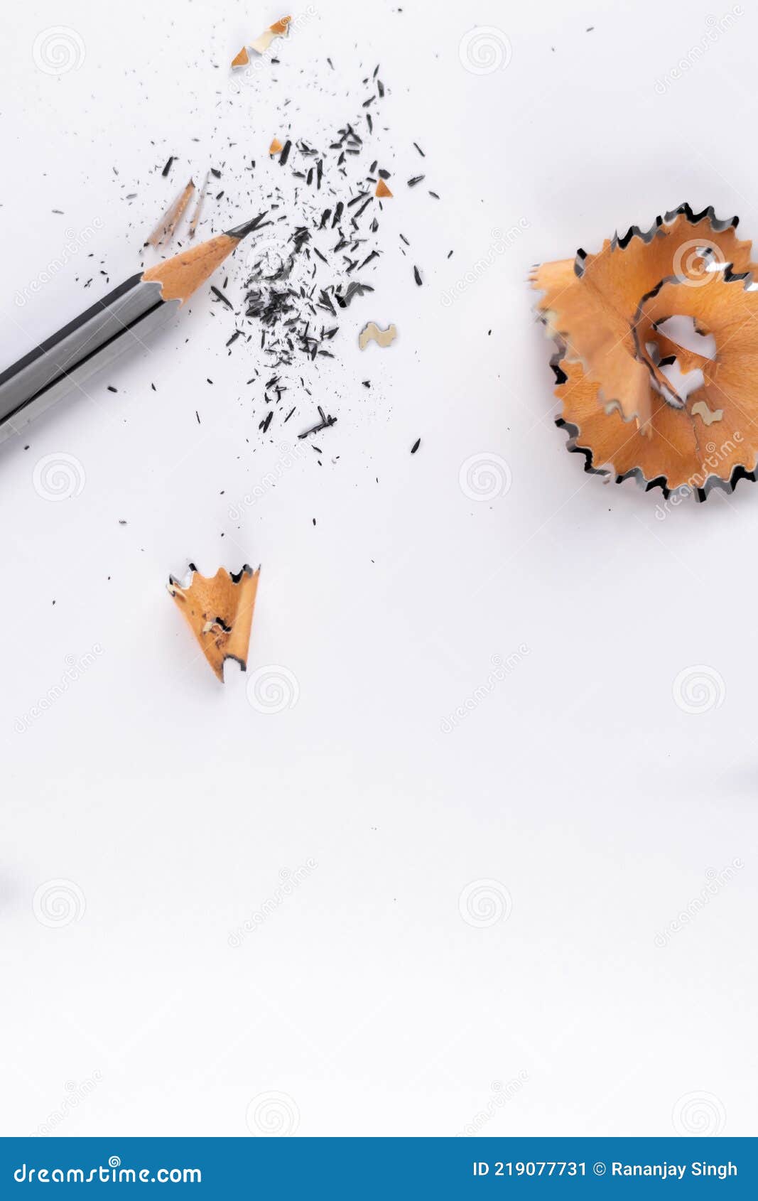Top Shot of a Sharpened Pencil with Waste Shavings and Broken Graphite ...