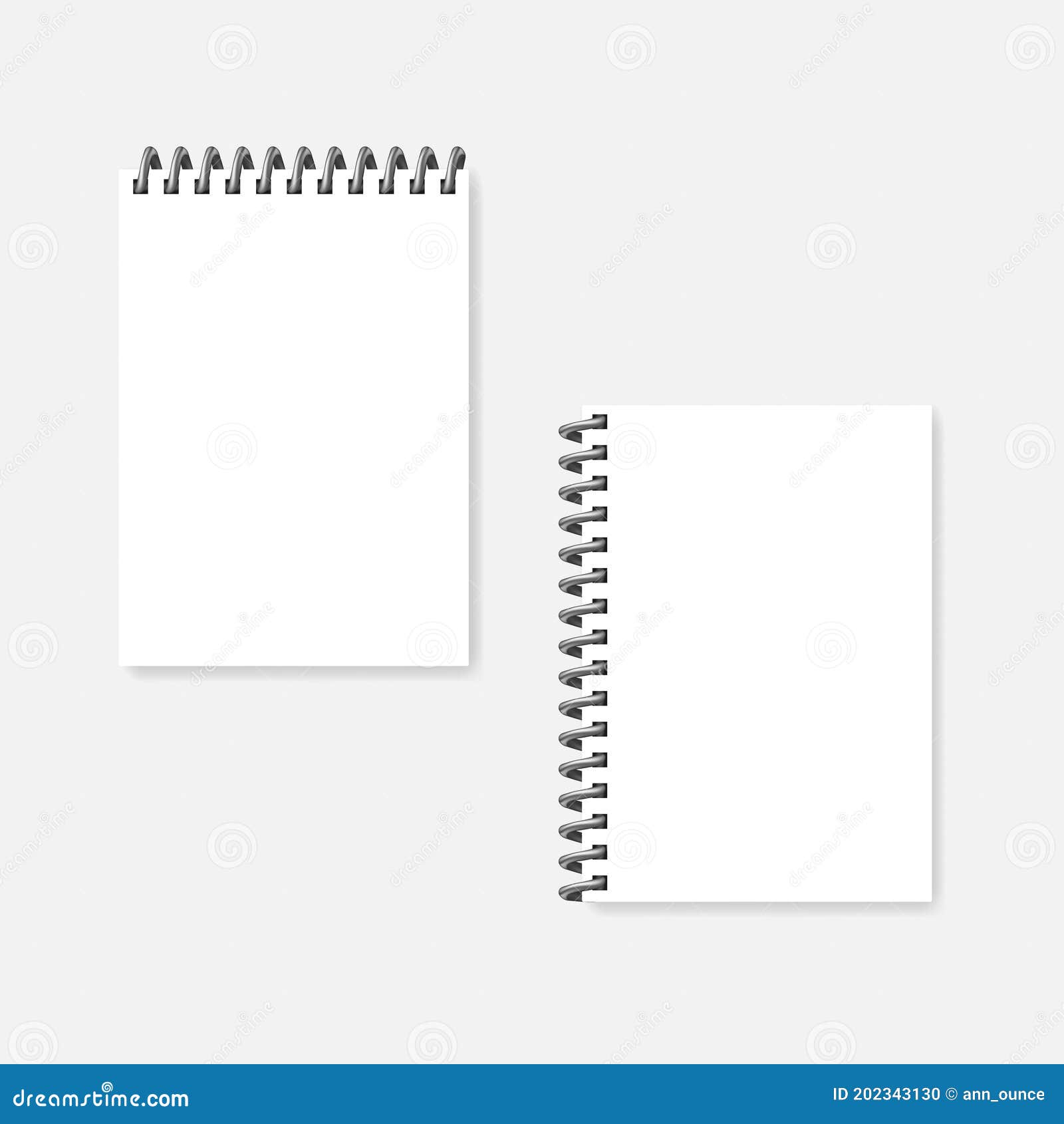 Top and Side Spiral, Wire Coil Bound Empty A5 Note Memo Pads, Mockup ...