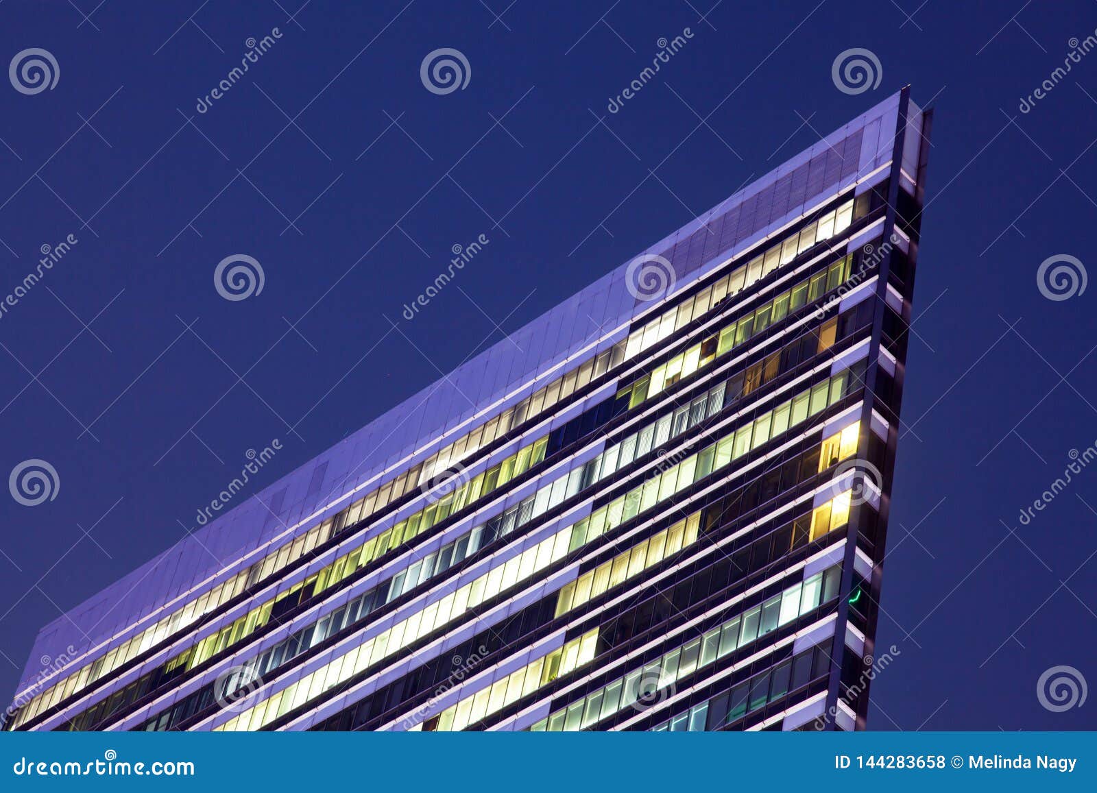 Top of a Skyscraper at Night with Light in Windows Editorial Stock ...