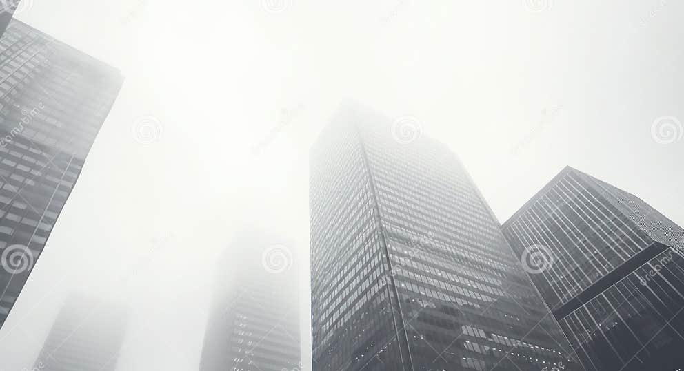 The Top of Skyscrapers with Cloud Cover Stock Photo - Image of skyline ...