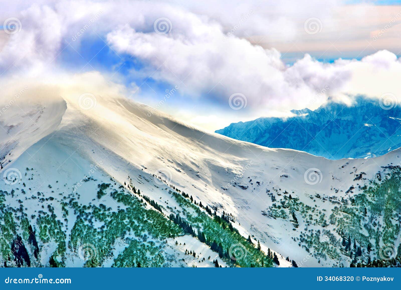 Top of snow mountain. stock photo. Image of mountain - 34068320