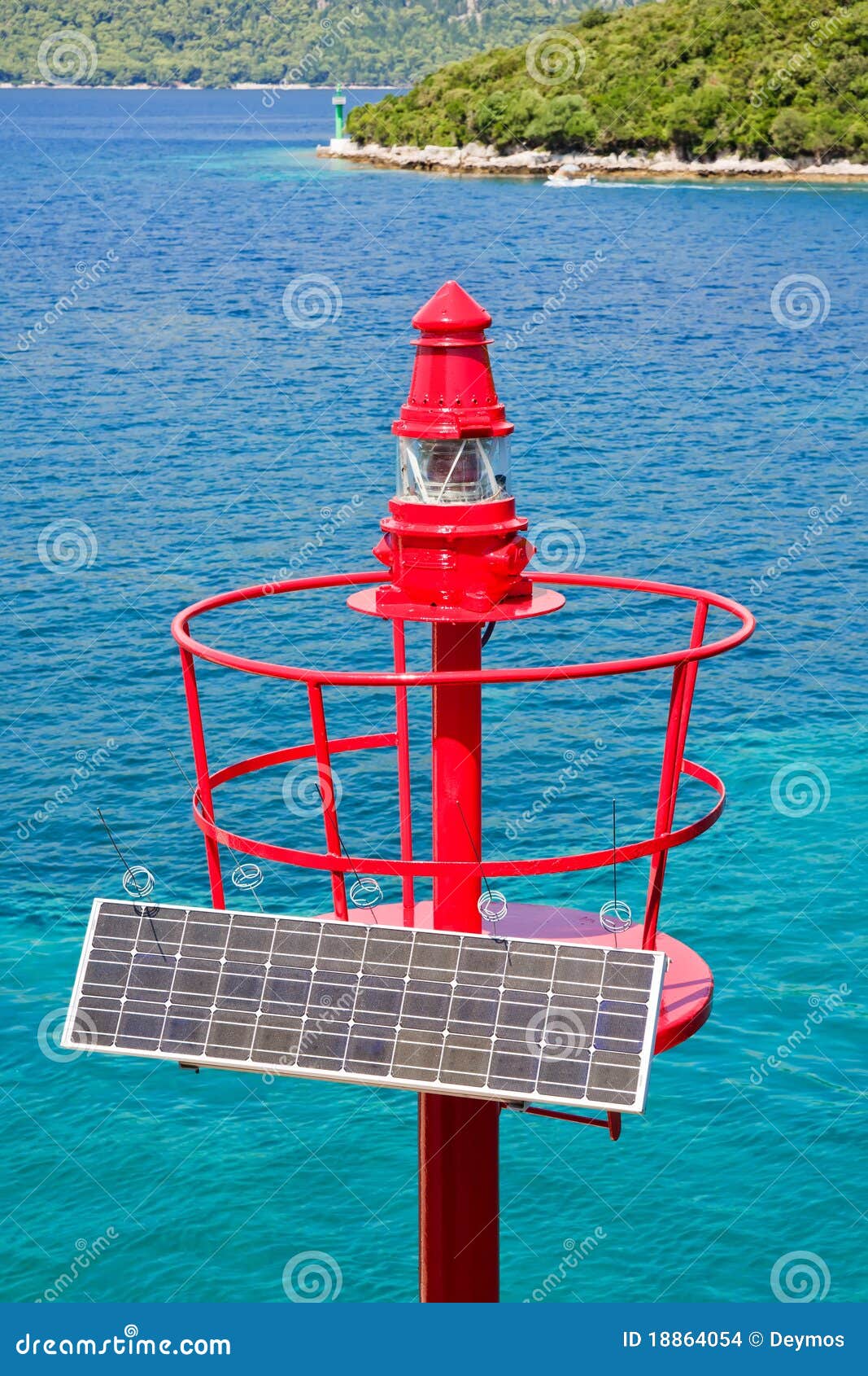 Top of the Solar-powered Lighthouse Stock Photo - Image of land ...