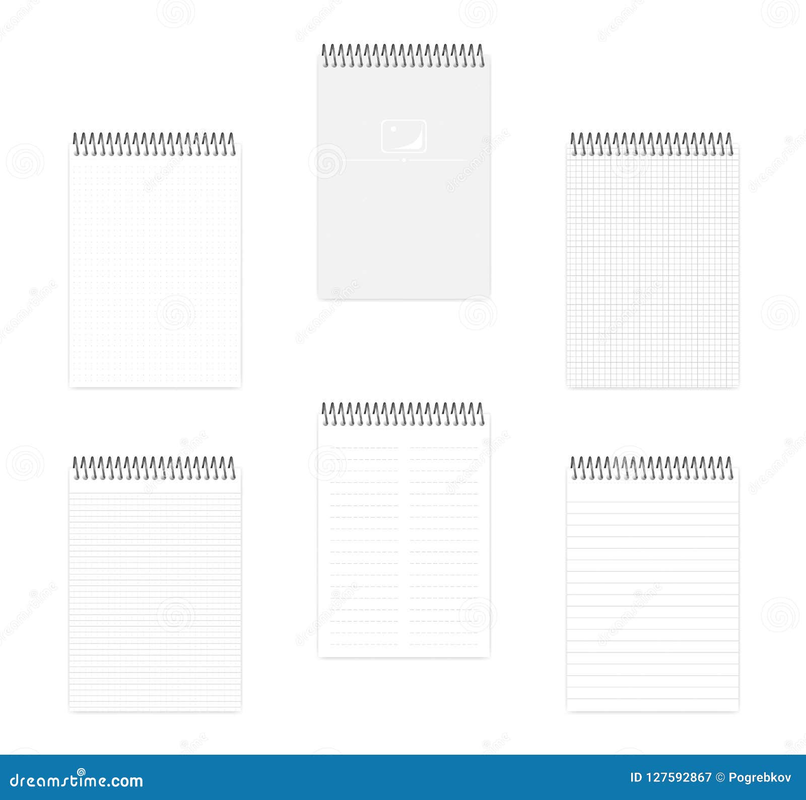 A5 Top Spiral Notebook with Various Ruled Paper, Vector Mock Up Stock ...