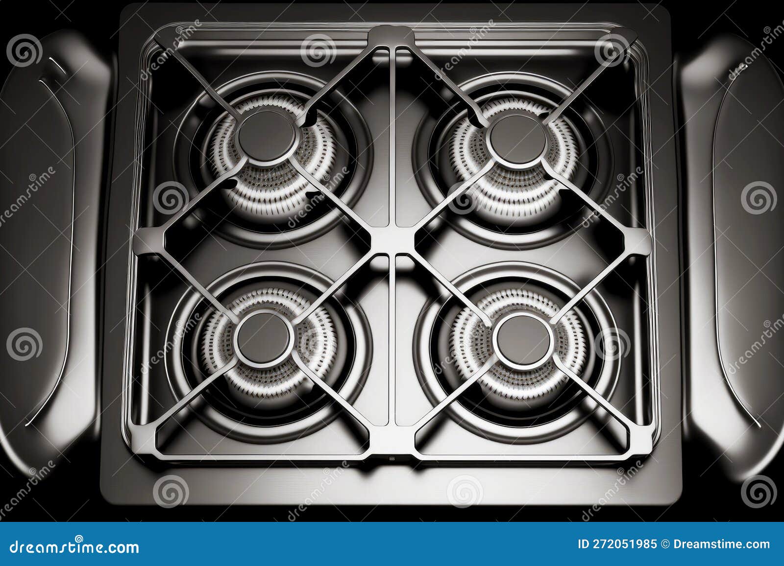 Top Surface of Gas Kitchen Stove with Grille and Burners Stock ...
