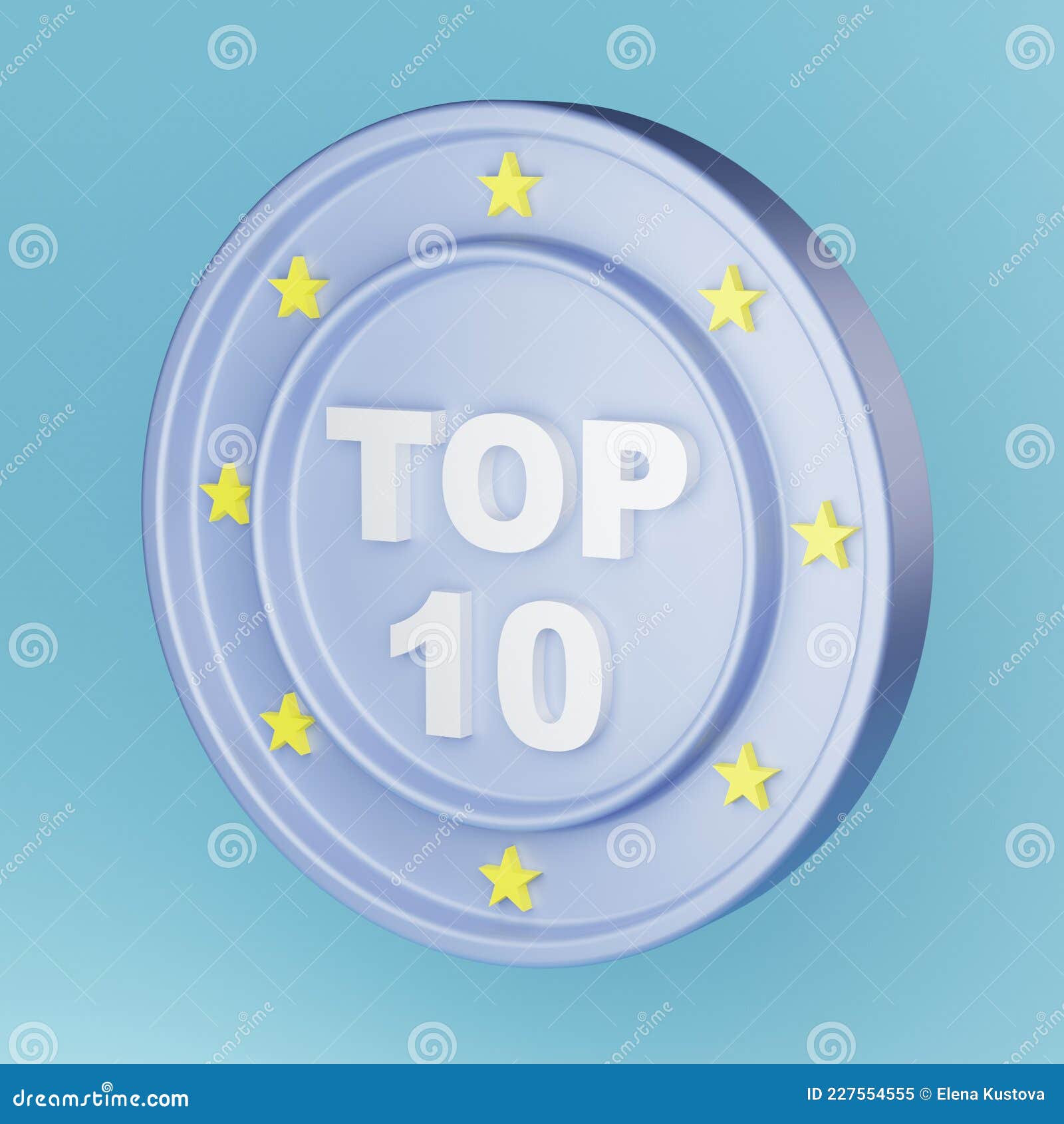 Top 10 Symbol Silber Und Rund Mit Sternen 3D Rendern Stock Abbildung ...