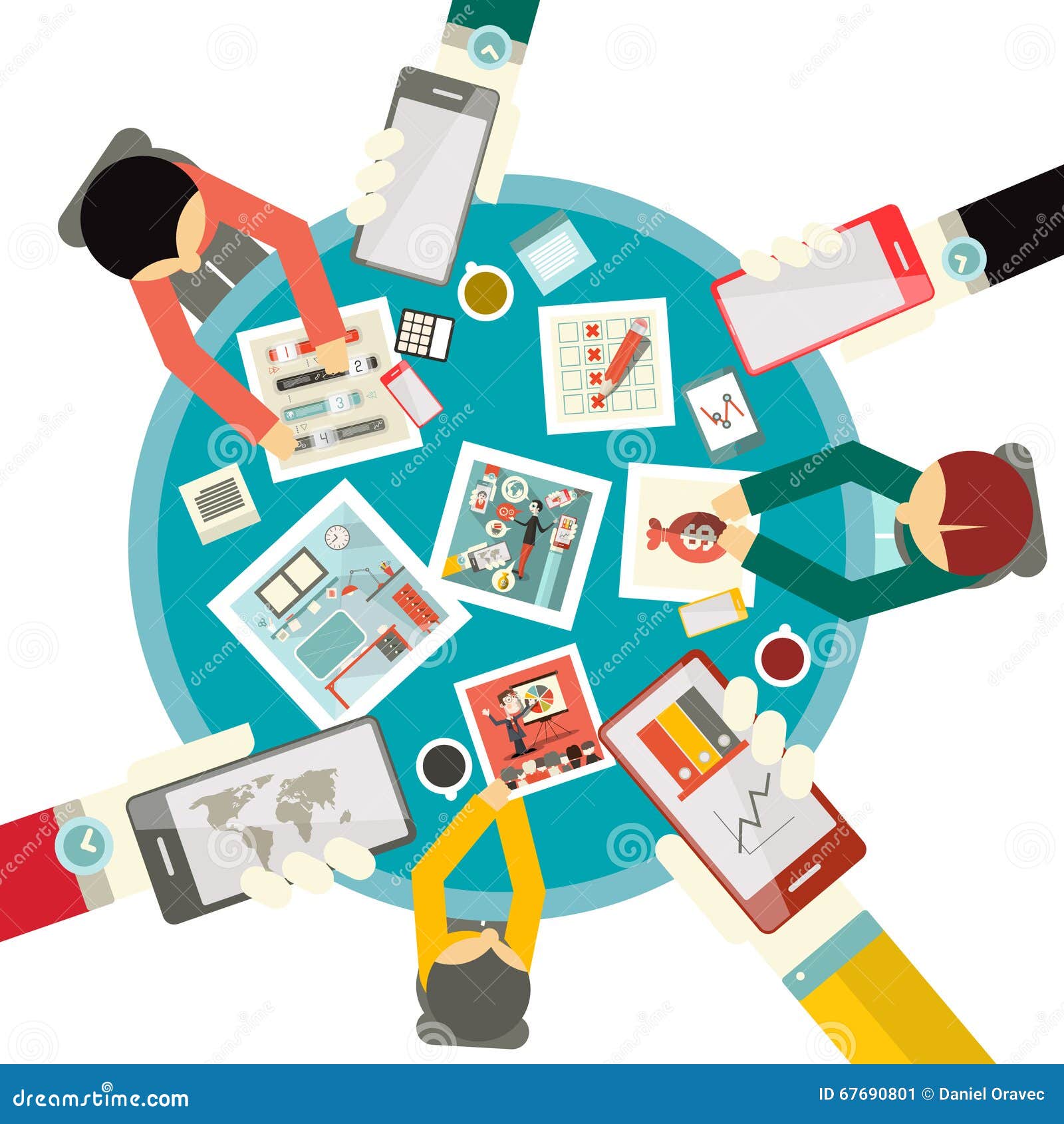 Top Table View Creative Team Team Building Stock Vector - Illustration ...