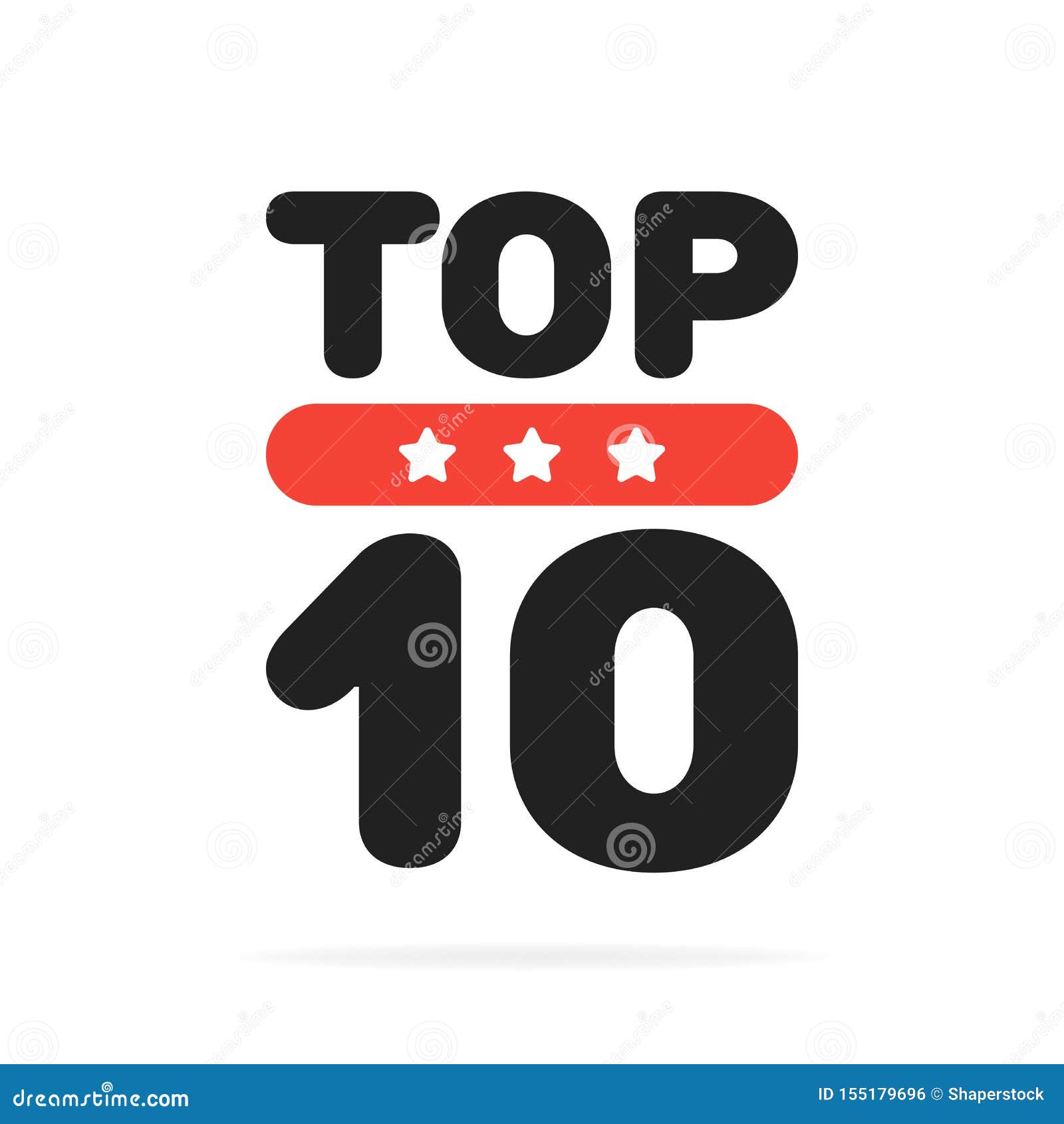 Top Ten 10 Red and Black Circle Badge Icon. Vector Illustration Stock ...