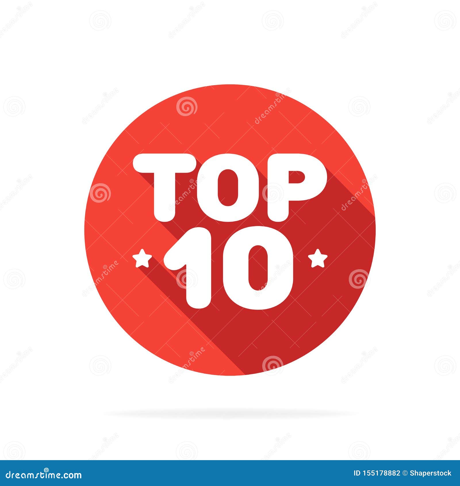 Top Ten 10 Red and White Circle Badge Icon. Vector Illustration Stock ...