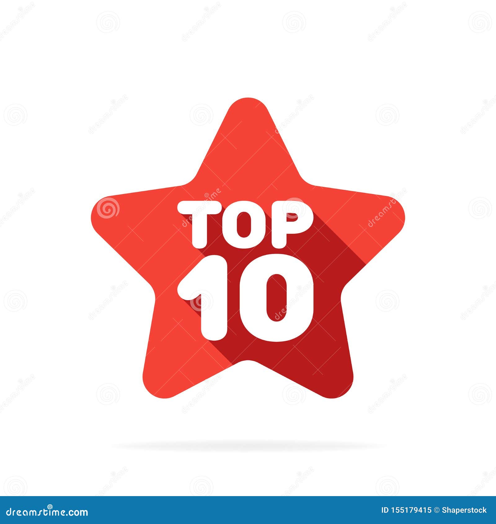 Top Ten 10 Red and White Star Badge Icon. Vector Illustration Stock ...