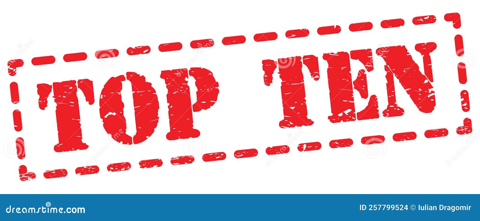 TOP TEN Text Written on Red Stamp Sign Stock Illustration ...