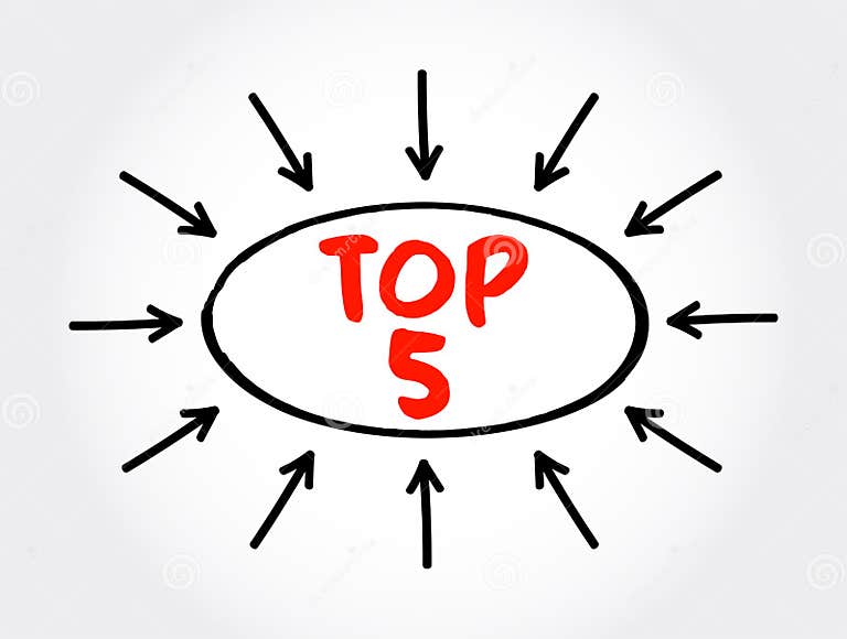 Top 5 Text with Arrows, Concept for Presentations and Reports Stock ...