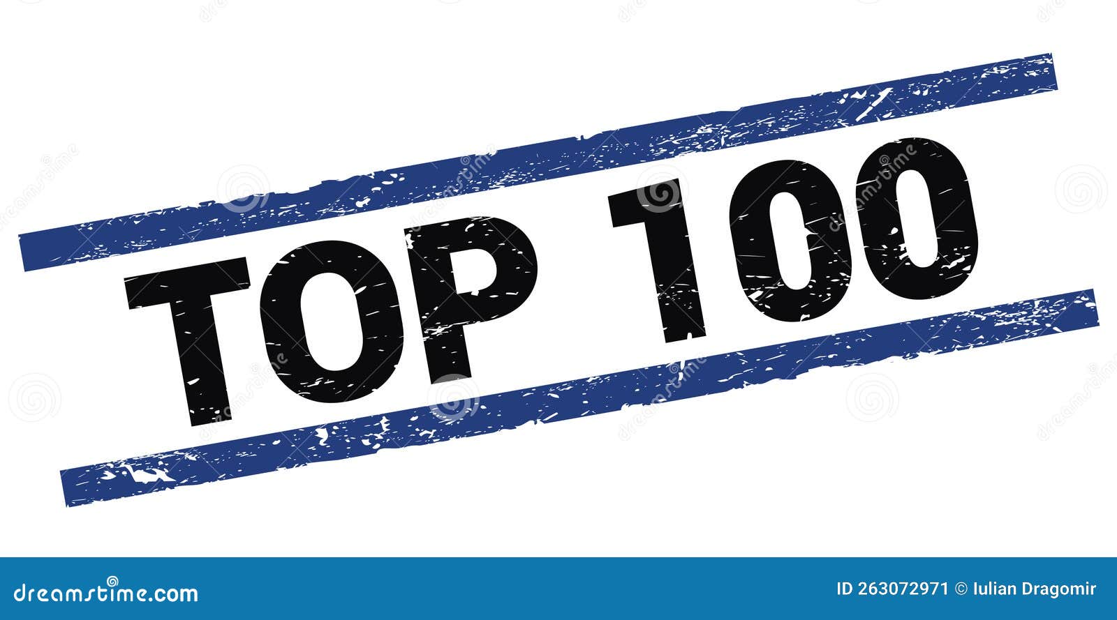 TOP 100 Text on Black-blue Rectangle Stamp Sign Stock Illustration ...