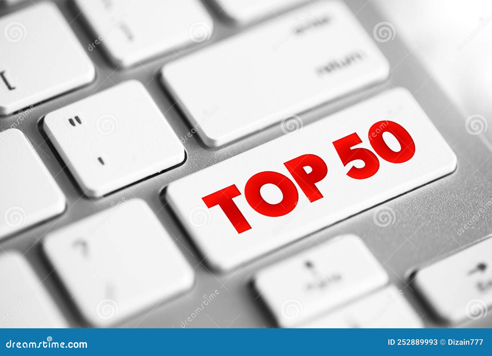 Top 50 Text Button on Keyboard, Concept Background Stock Image - Image ...