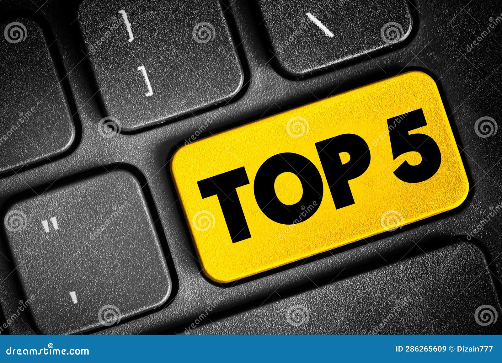 Top 5 Text Button on Keyboard, Concept Background Stock Image - Image ...