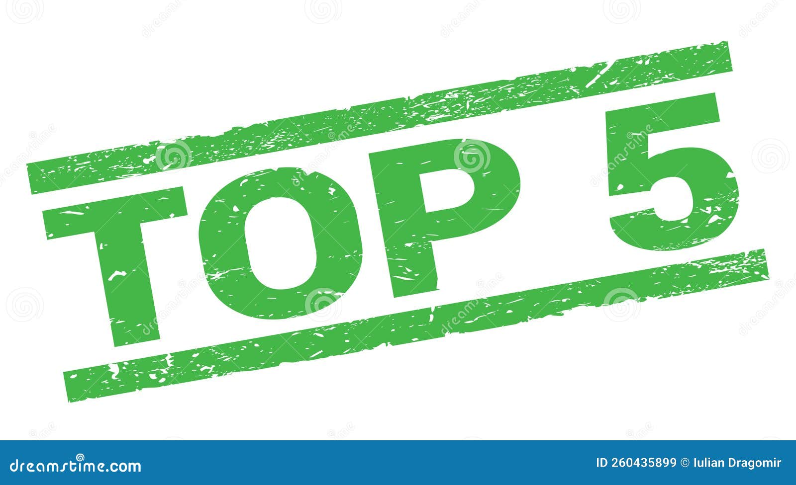 TOP 5 Text on Green Rectangle Stamp Sign Stock Illustration ...