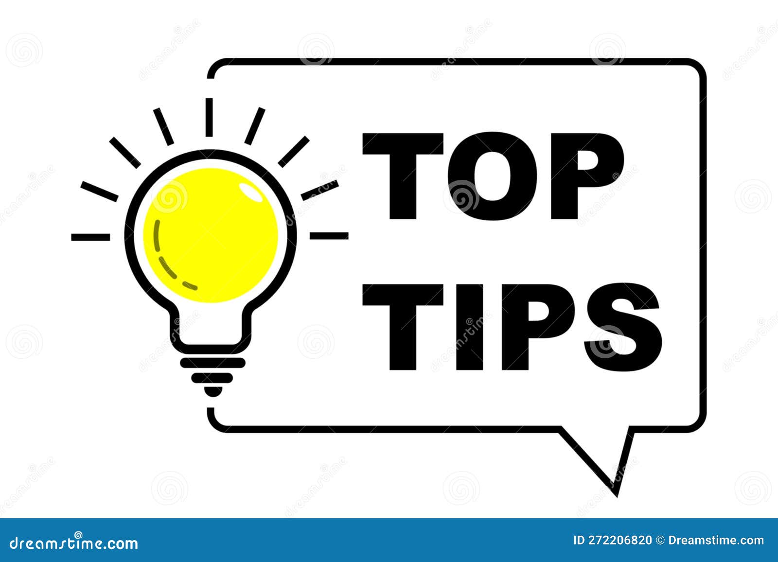 Top Tips Icon and Light Bulb with Sparkle Rays Shine. Idea Sign ...