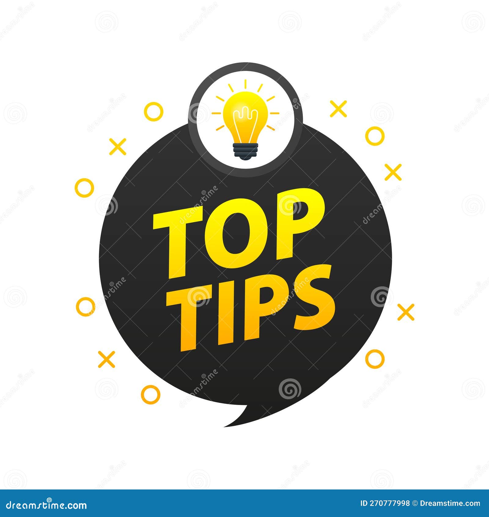 Top Tips Label with Light Bulb. Helpful Tricks, Tooltip Stock ...