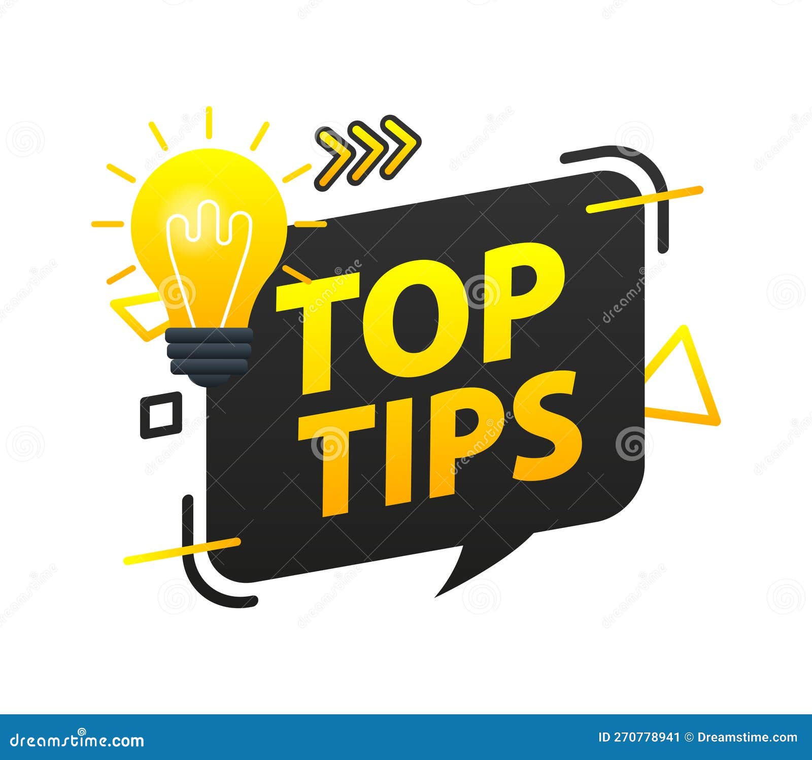 Top Tips Label with Light Bulb. Helpful Tricks, Tooltip Stock Vector ...