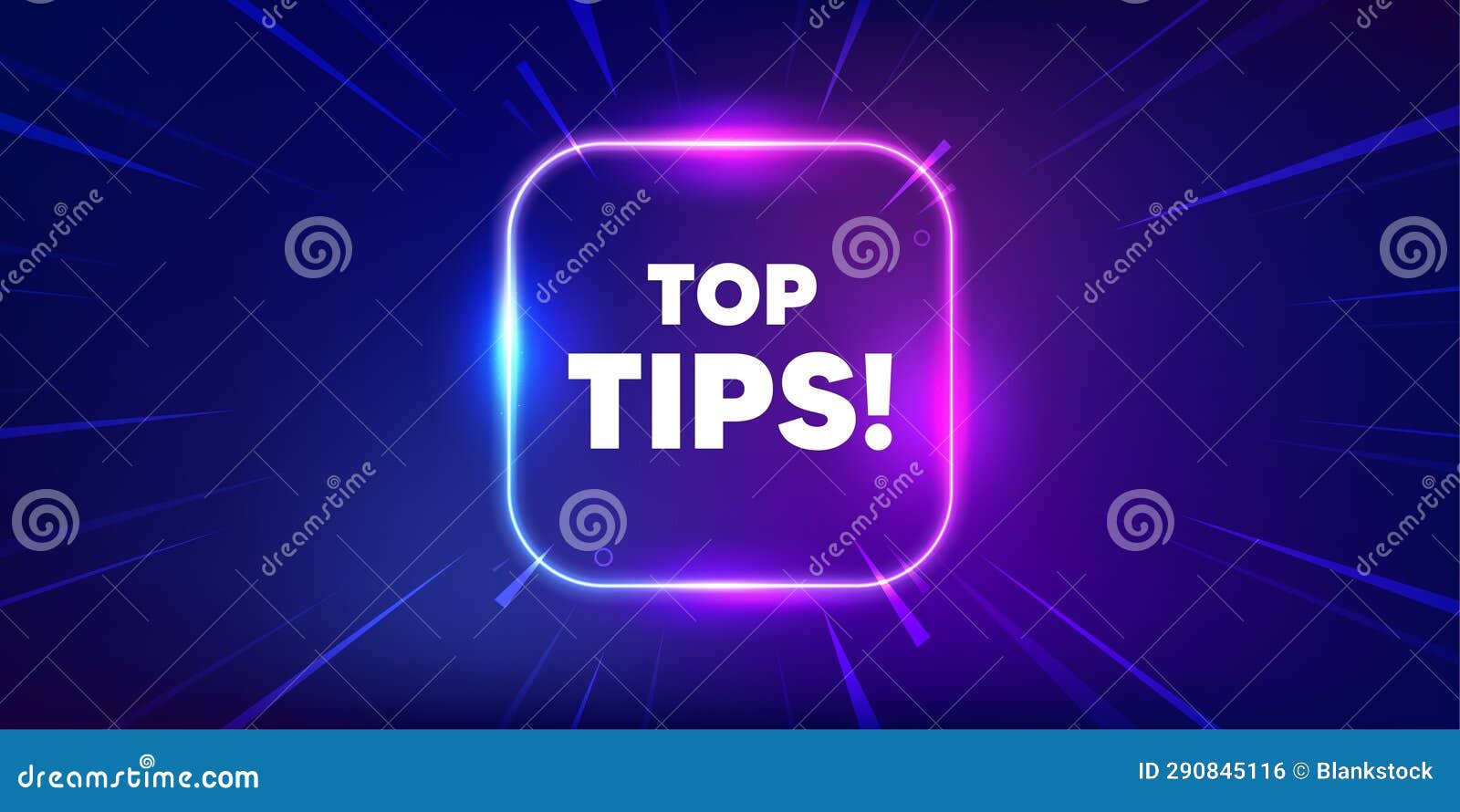 Top Tips Symbol. Education Faq Sign. Neon Light Frame Box. Vector Stock ...