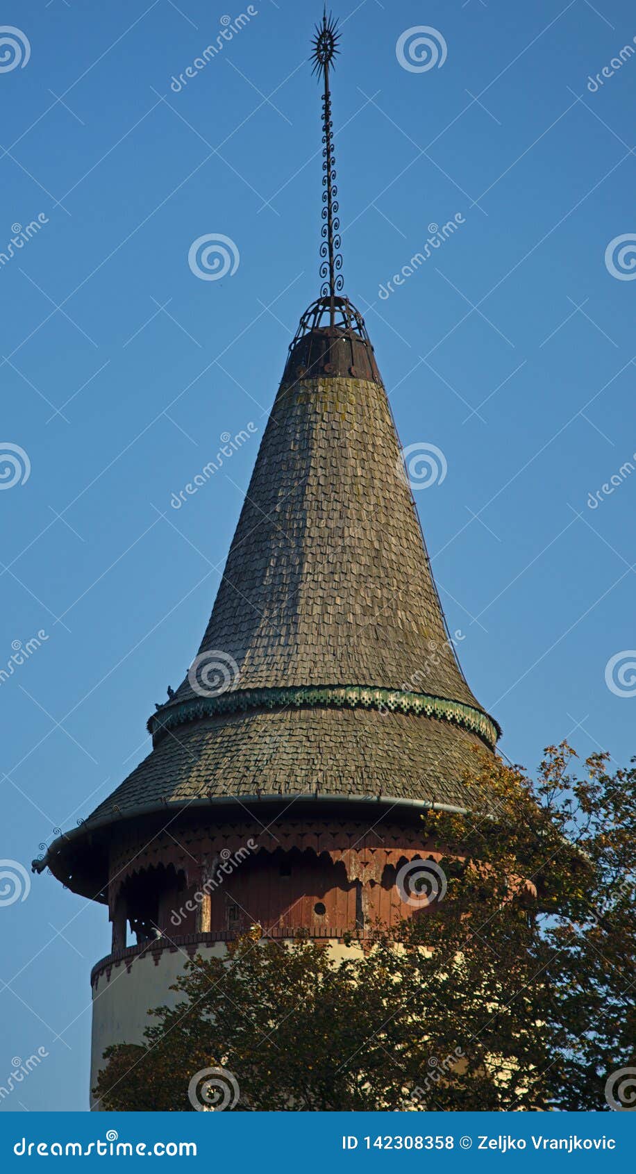 Top of Tower with Round Tall Roof Stock Photo - Image of medieval ...