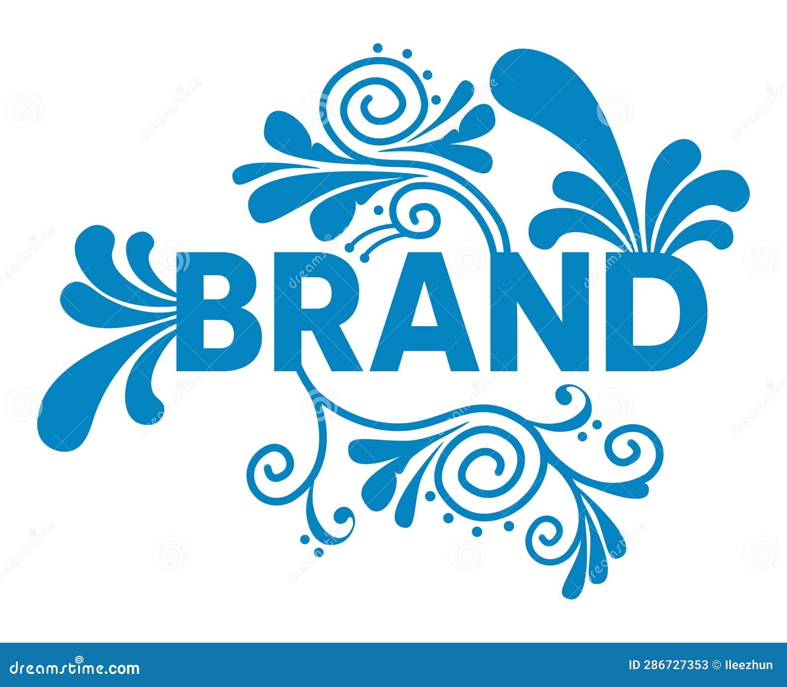 Brand Text with Design Elements Blue Stock Illustration - Illustration ...