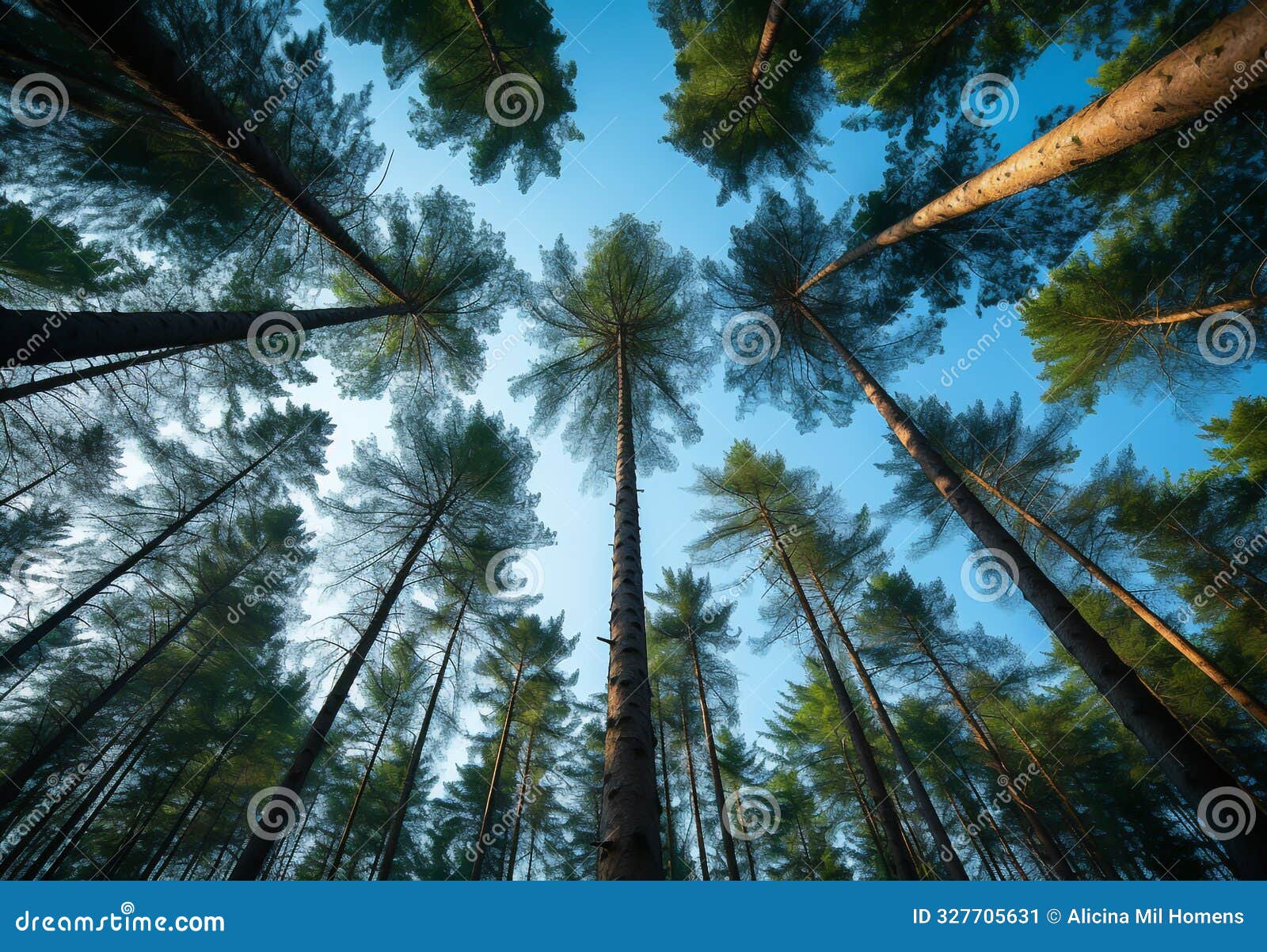 Top of Very Tall Trees Seen from Below Stock Illustration ...