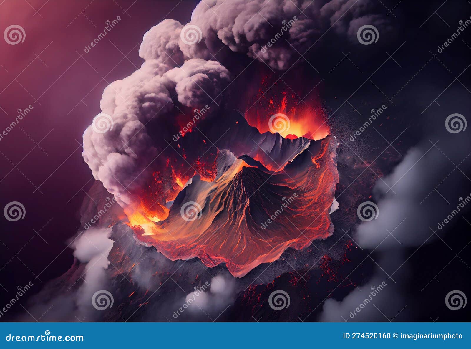 Top View of an Active Volcano Stock Illustration - Illustration of ...