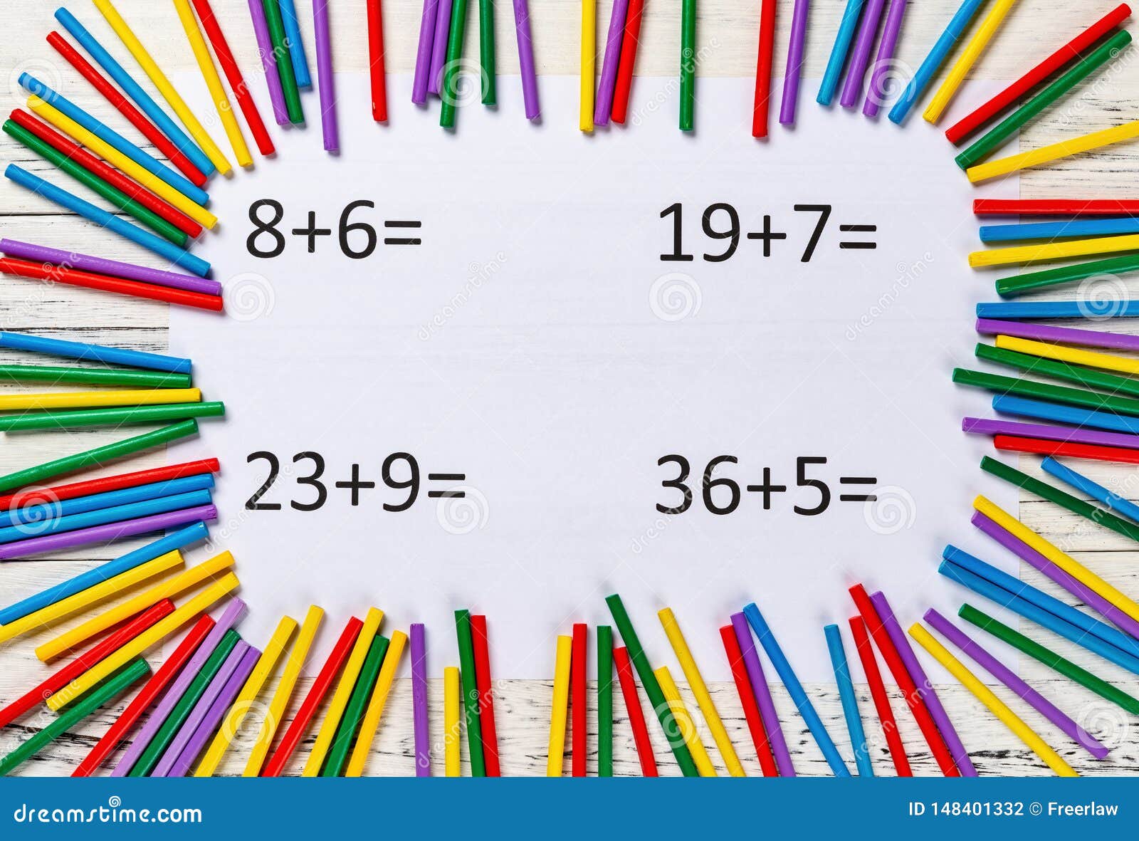 Addition Equations with Colorful Counting Rods Stock Illustration ...