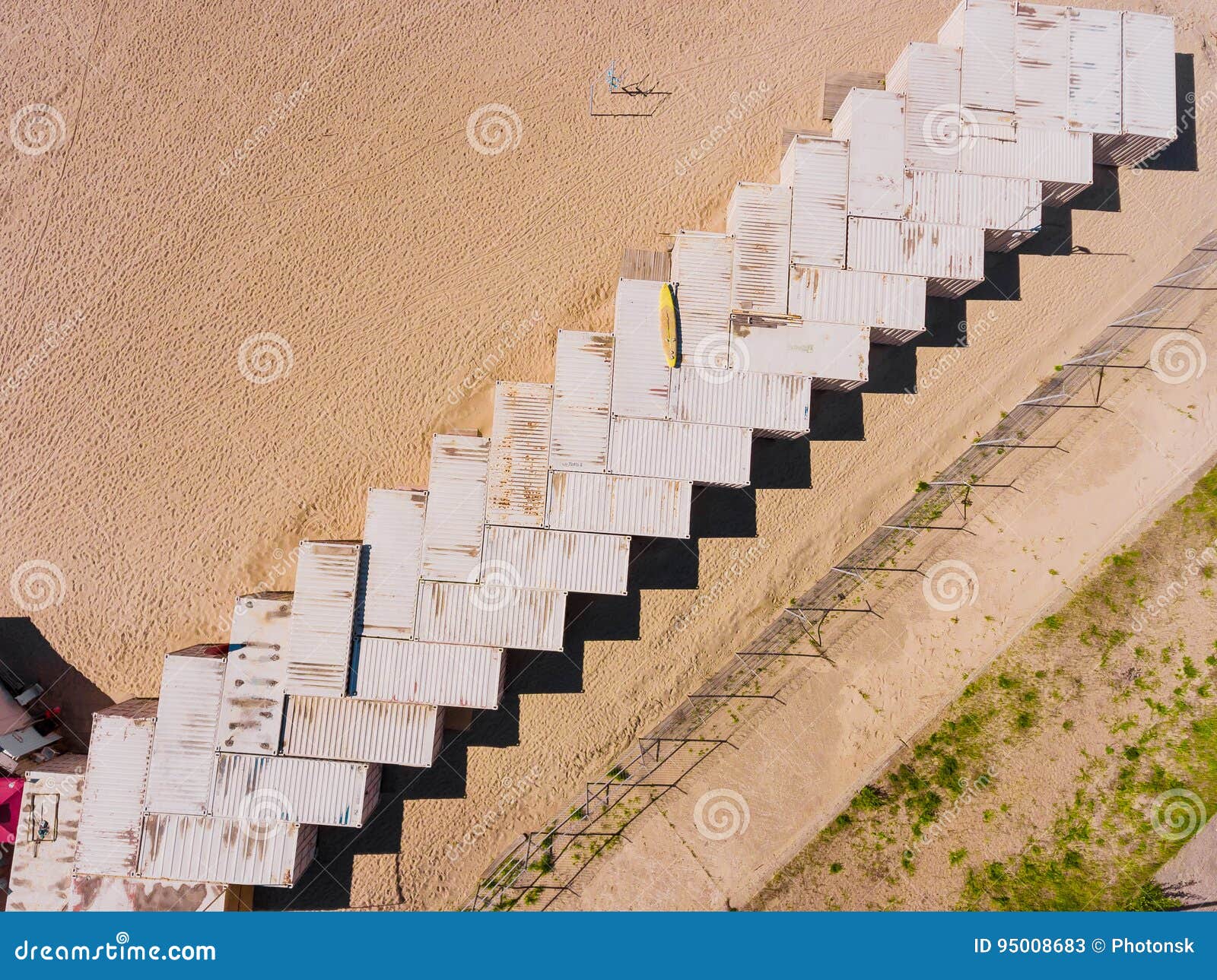 Top View Aerial Photo of Freight Containers in Rows on Beach. Cargo ...