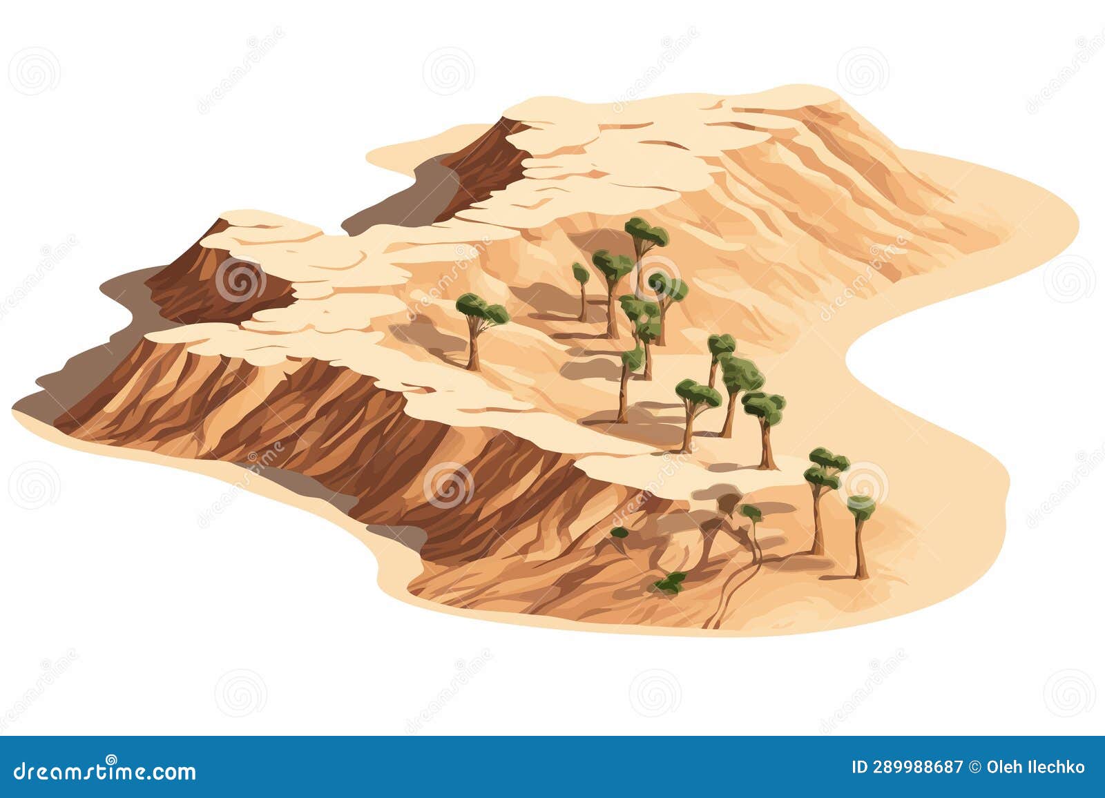 Top View Aerial Shot of Desert Vector Flat Isolated Illustration Stock ...