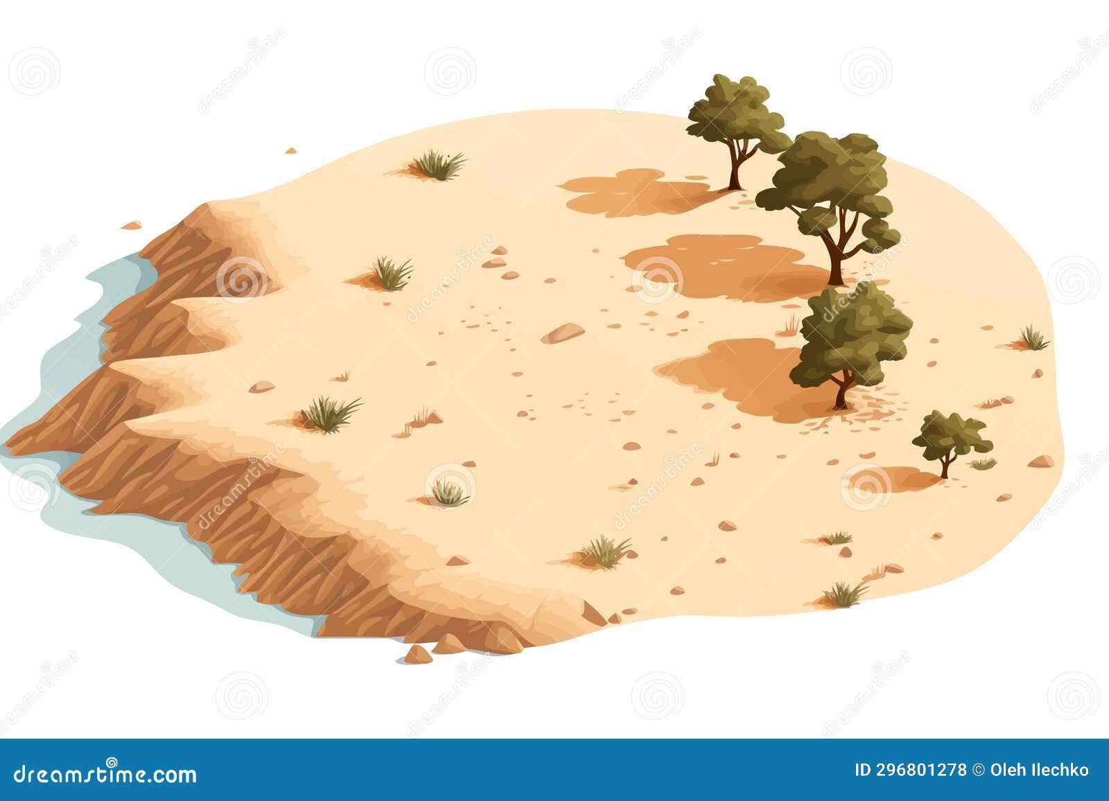 Top View Aerial Shot of Desert Vector Flat Isolated Illustration Stock ...