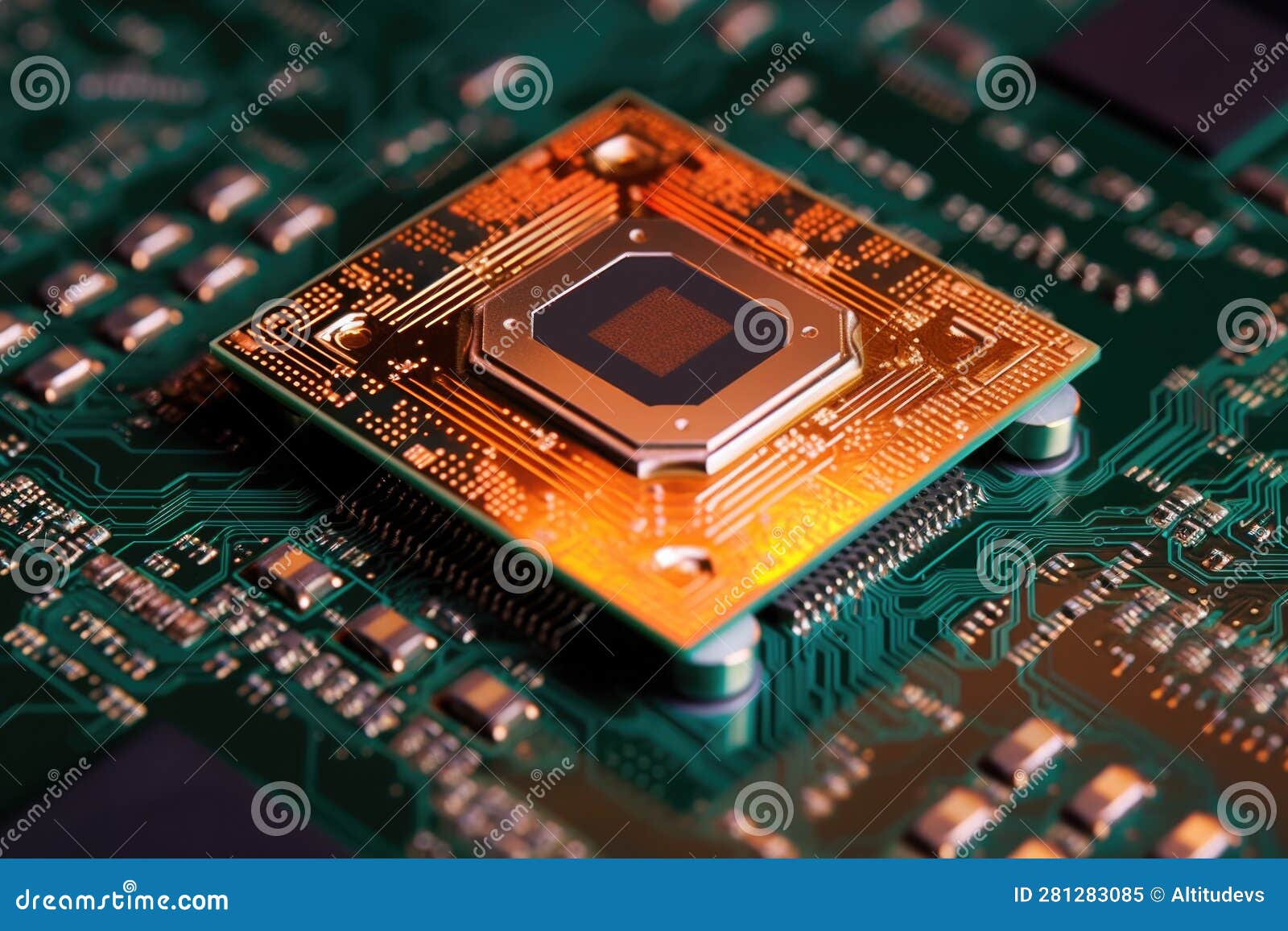 Top View of an Ai Chip on a Circuit Board Stock Illustration ...