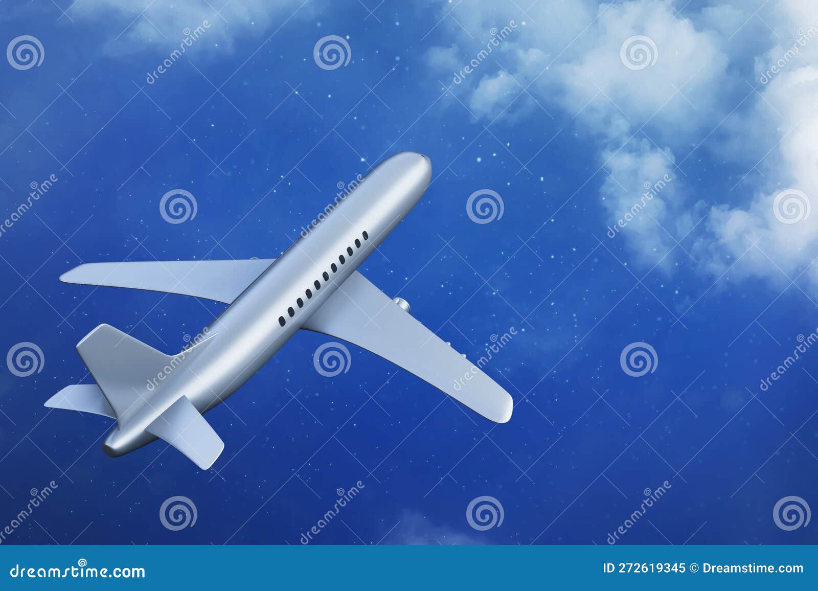 Top View Airplane Flying on 3d Illustrations Stock Illustration ...