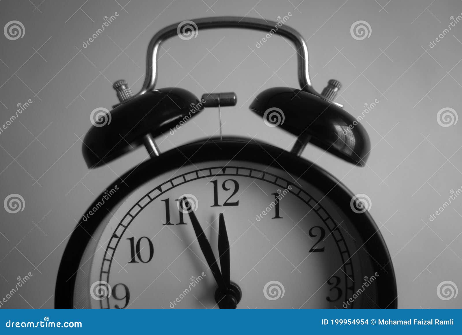 Top View of Alarm Clock in Black and White Stock Photo - Image of alarm ...