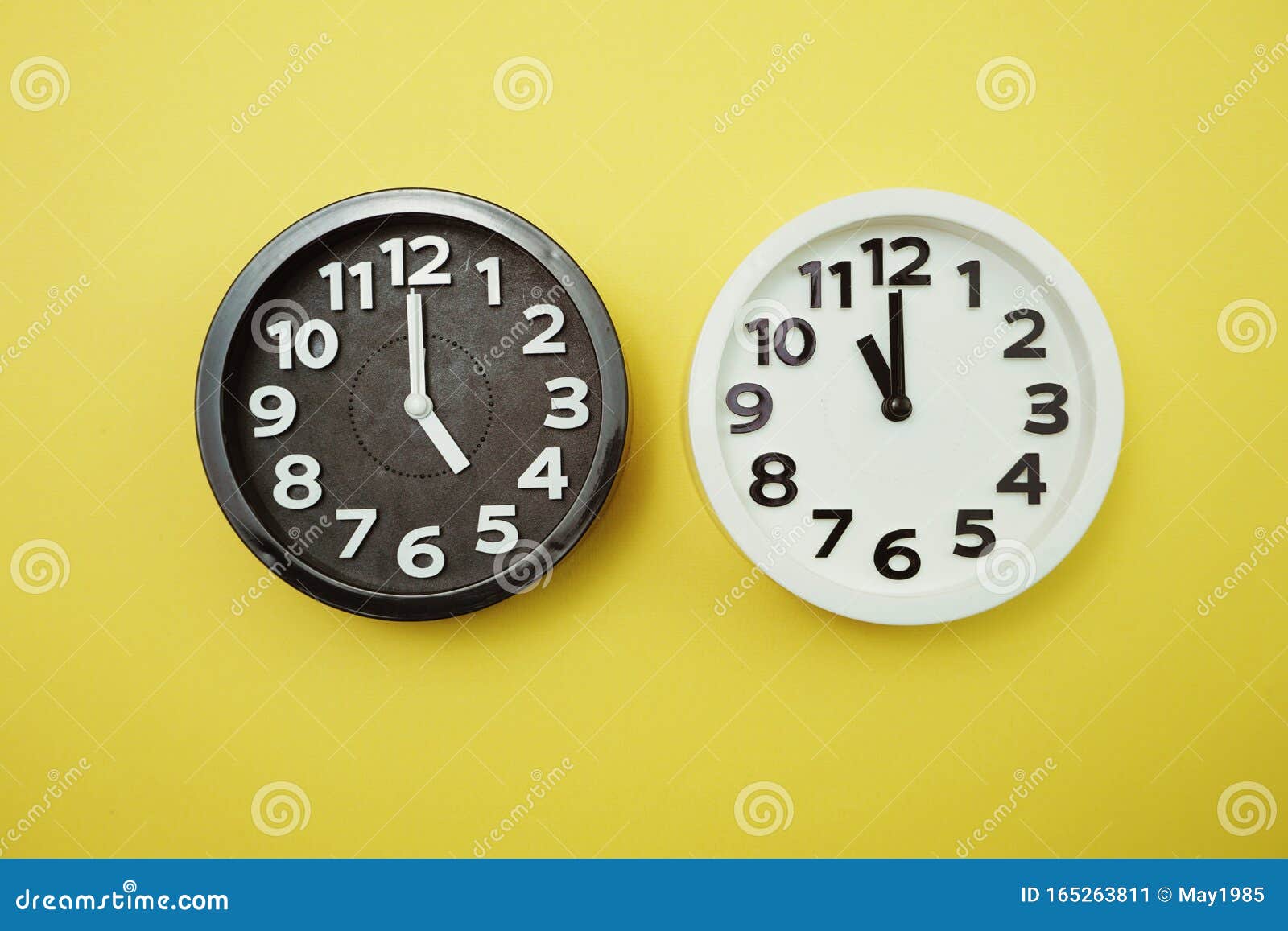 Alarm Clocks with Different Time Flat Lay Composition Stock Image ...