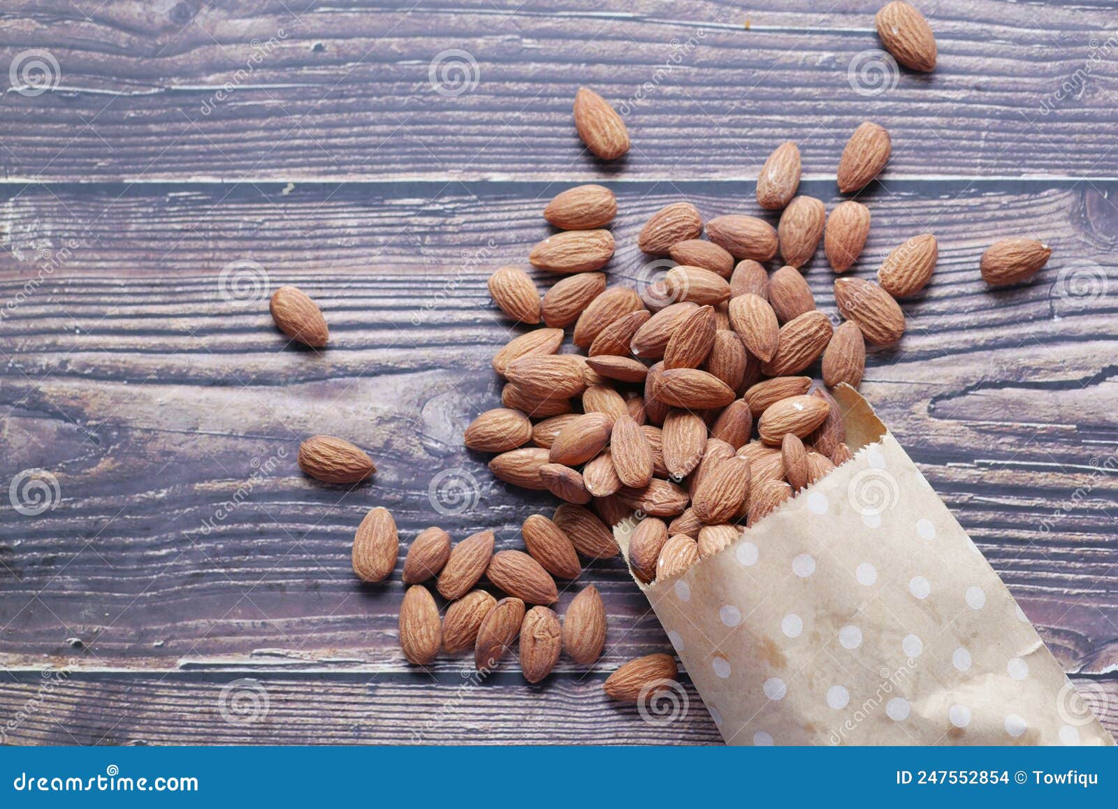 Top View of Almond Nuts in a Packet Stock Photo - Image of almond ...