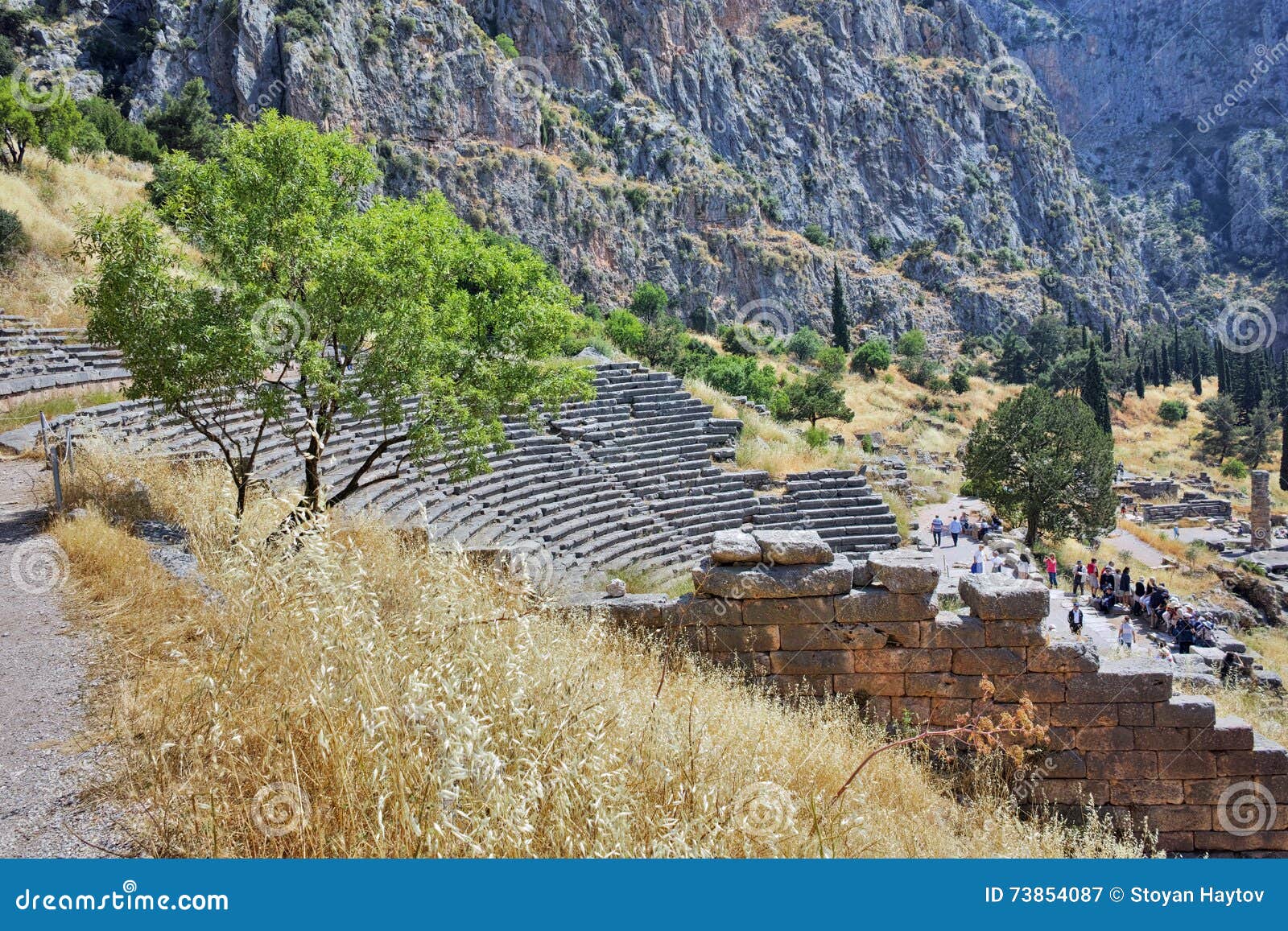 Top View of Amphitheater in Ancient Greek Archaeological Site Delphi ...