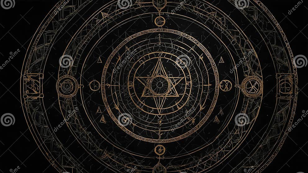 Top View of an Ancient Alchemy Magic Circle with Black Ai Generated ...