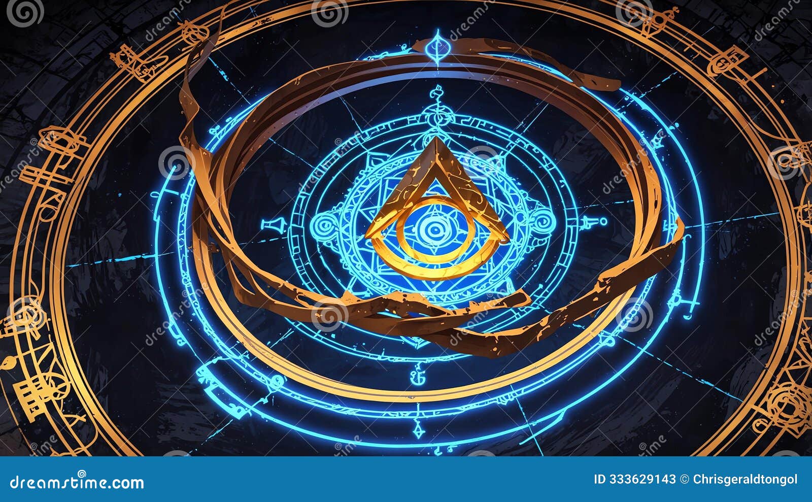 Top View of an Ancient Alchemy Magic Circle with Blue Ai Generated ...