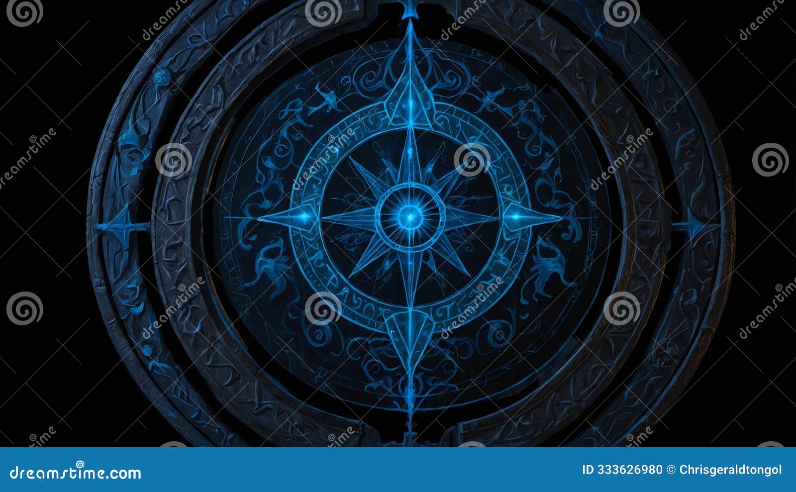 Top View of an Ancient Alchemy Magic Circle with Blue Ai Generated ...
