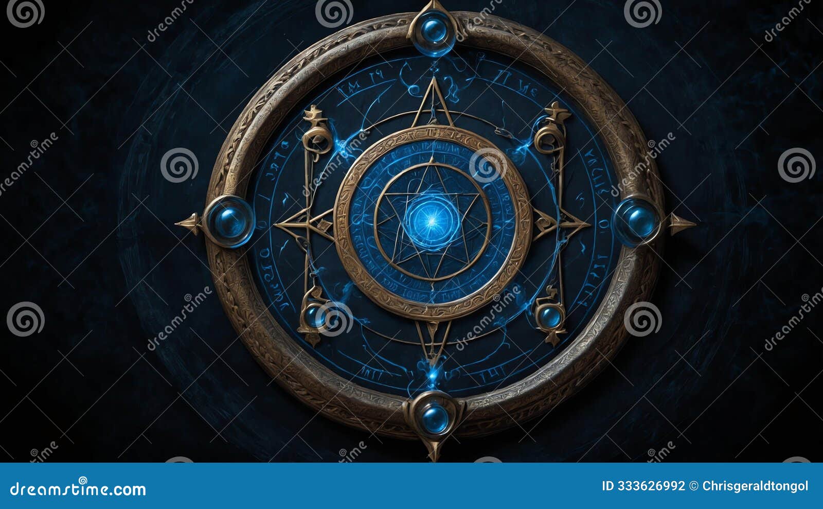 Top View of an Ancient Alchemy Magic Circle with Blue Ai Generated ...