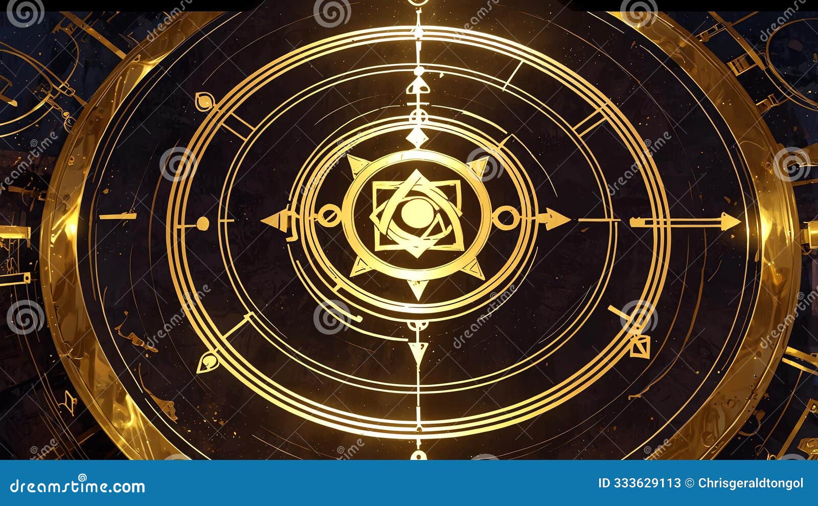 Top View of an Ancient Alchemy Magic Circle with Gold Ai Generated ...