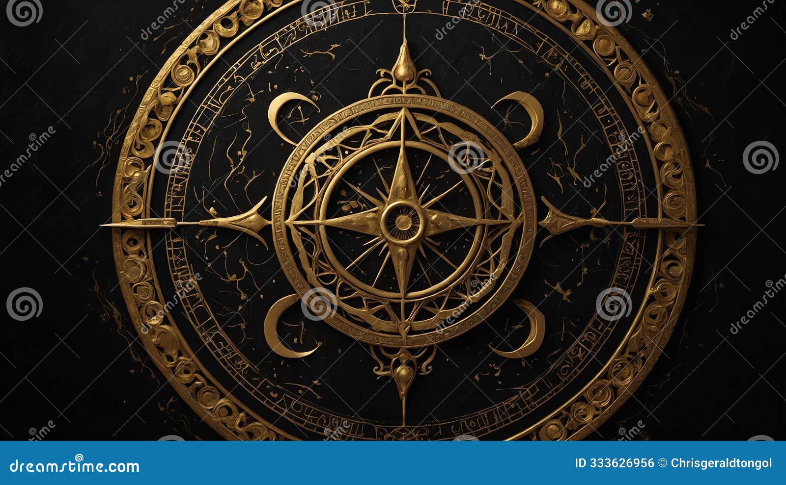 Top View of an Ancient Alchemy Magic Circle with Gold Ai Generated ...