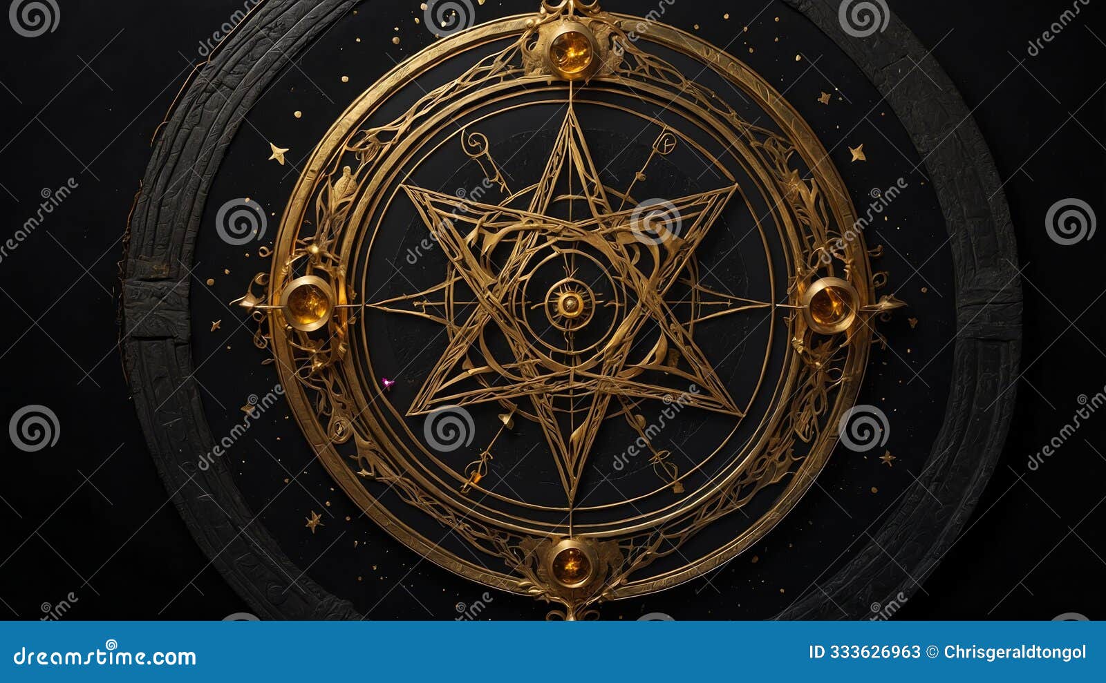 Top View of an Ancient Alchemy Magic Circle with Gold Ai Generated ...