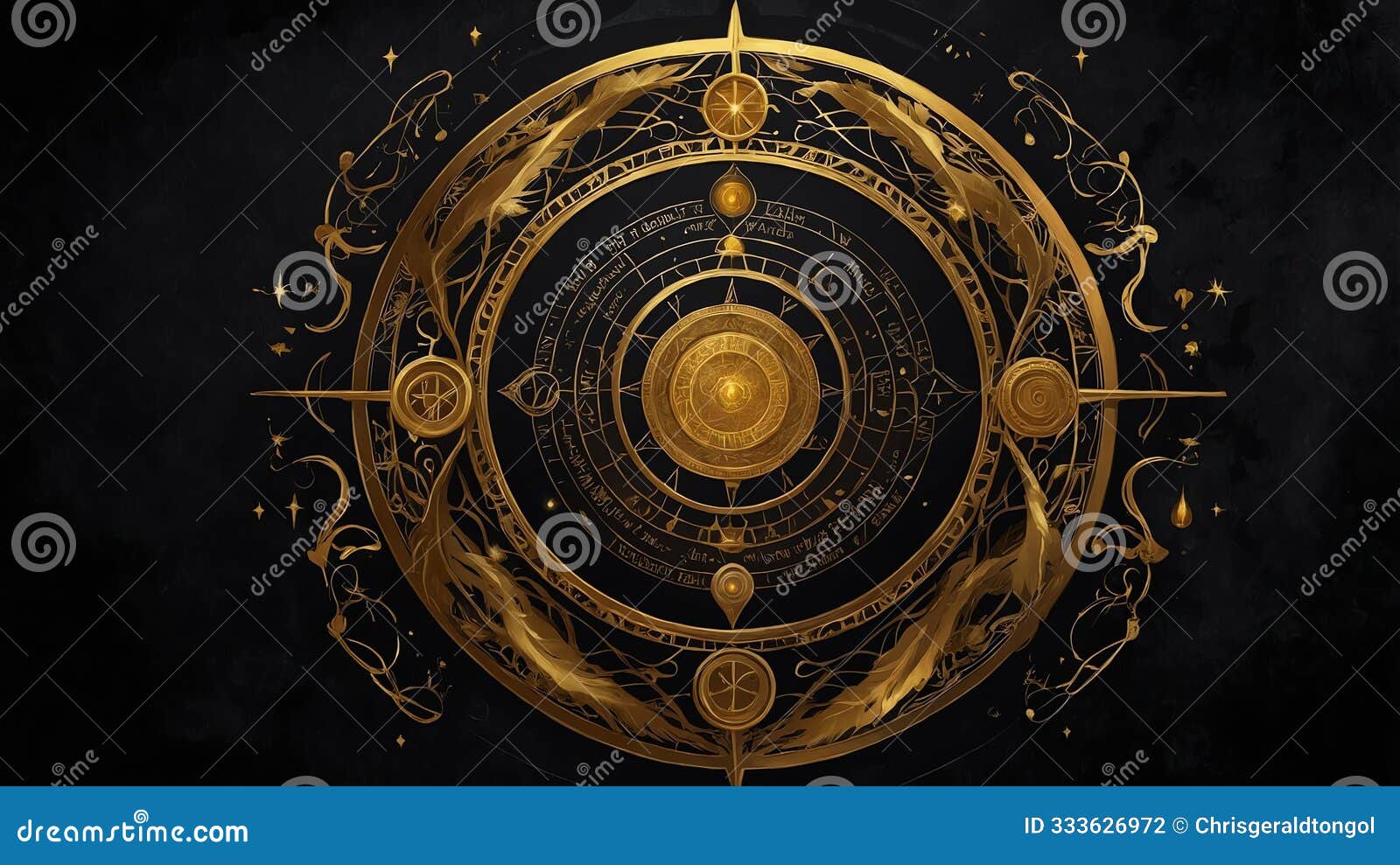Top View of an Ancient Alchemy Magic Circle with Gold Ai Generated ...