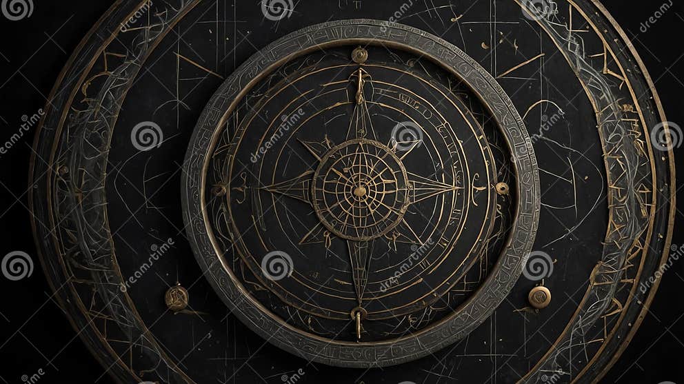 Top View of an Ancient Alchemy Magic Circle with Grey Ai Generated ...